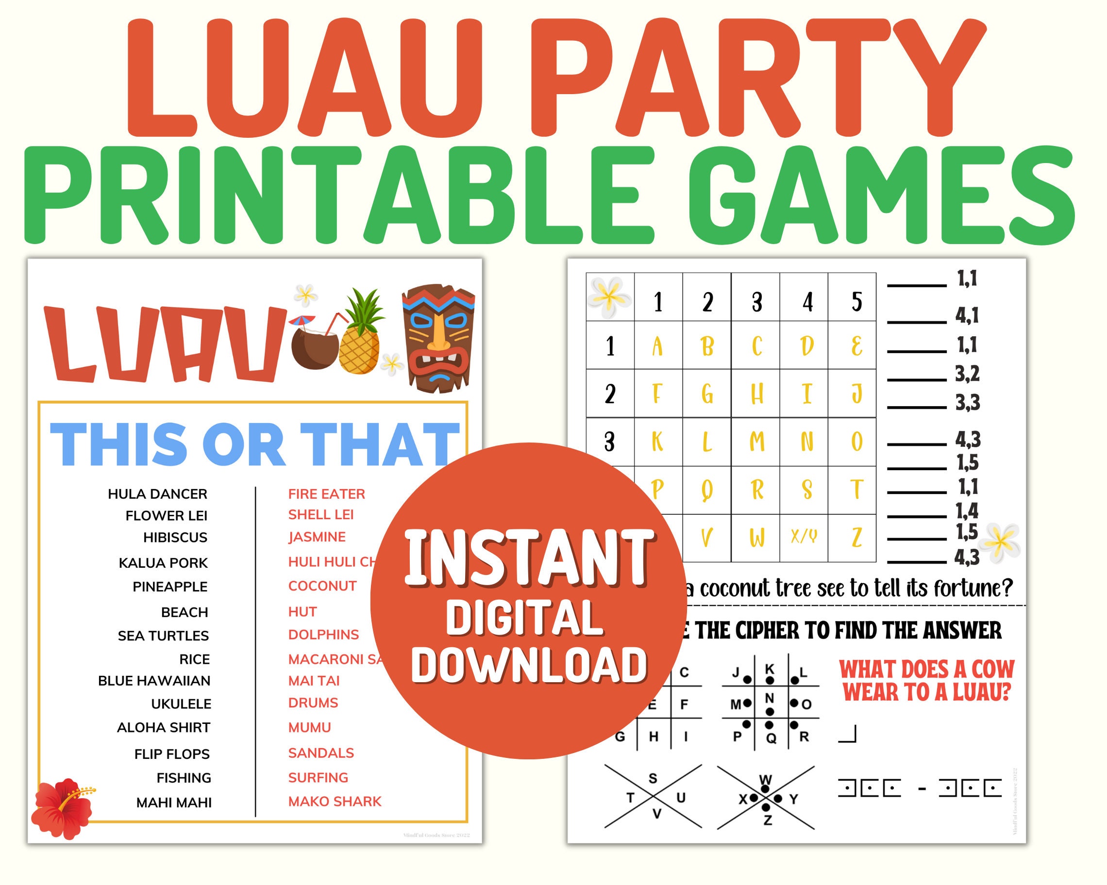 Luau Party Game Bundle: Printable Family Games (instant Download) - Etsy