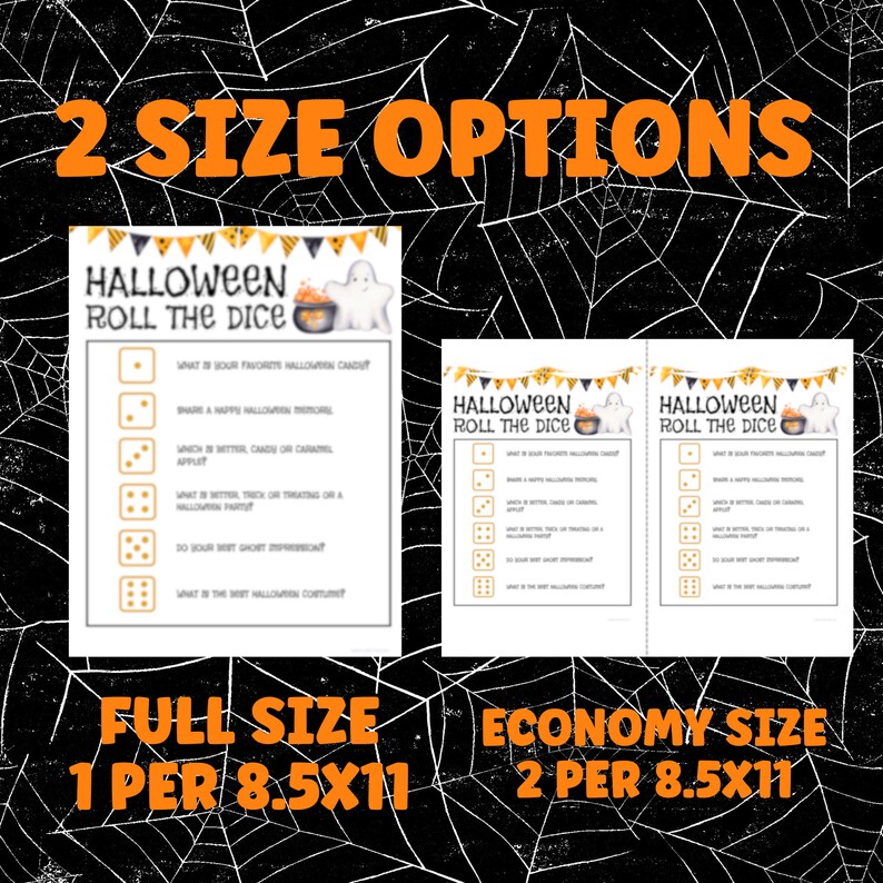 Halloween Roll the Dice Game: Printable Party Icebreaker (digital ...