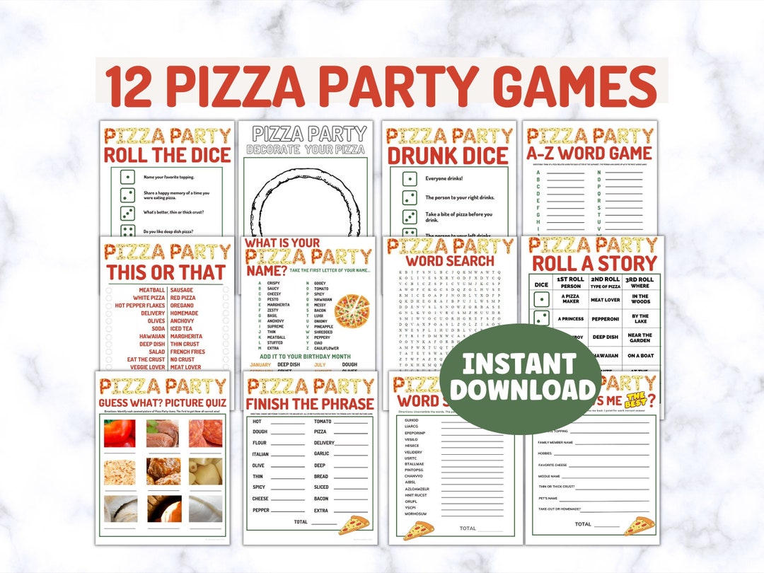 Pizza Party Game Bundle, Printable Party Games, Instant Download, Kids ...