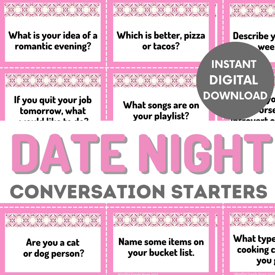 Date Night Conversation Starter Cards, Printable Couple Game, Valentine ...