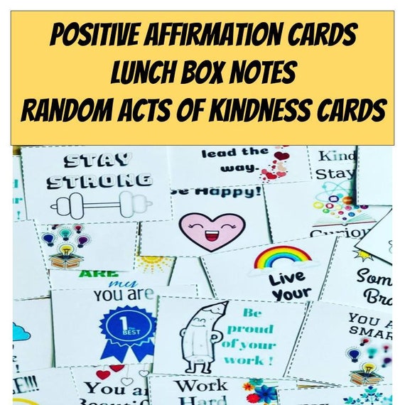 Positive Affirmation Cards. Lunch Box Notes. Random Acts of | Etsy