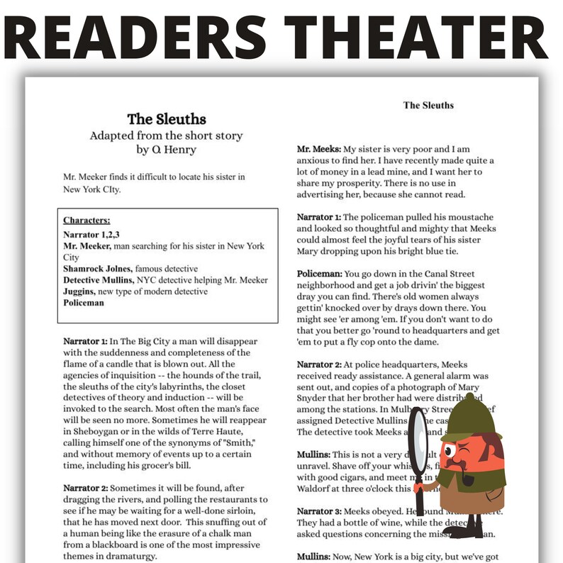 The Sleuths: Readers Theater Script - Mystery & Humor (grades 7-12) - Etsy