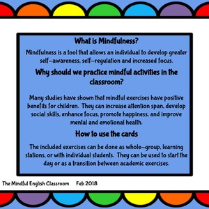 One-minute Mindfulness Cards and Activity Worksheets Printable Instant ...