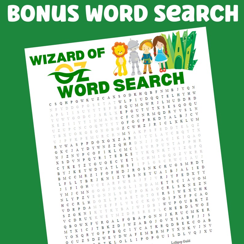 Wizard of Oz Word Scramble Game: Printable Book Club Activity (instant ...