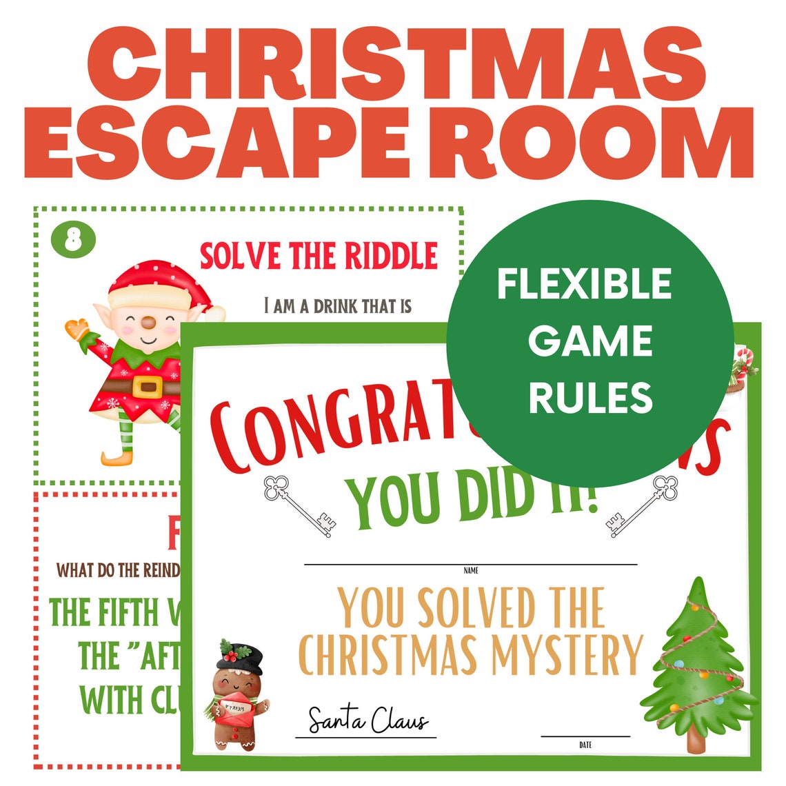 Christmas Escape Room Game Family Game Night Printable Party Game ...