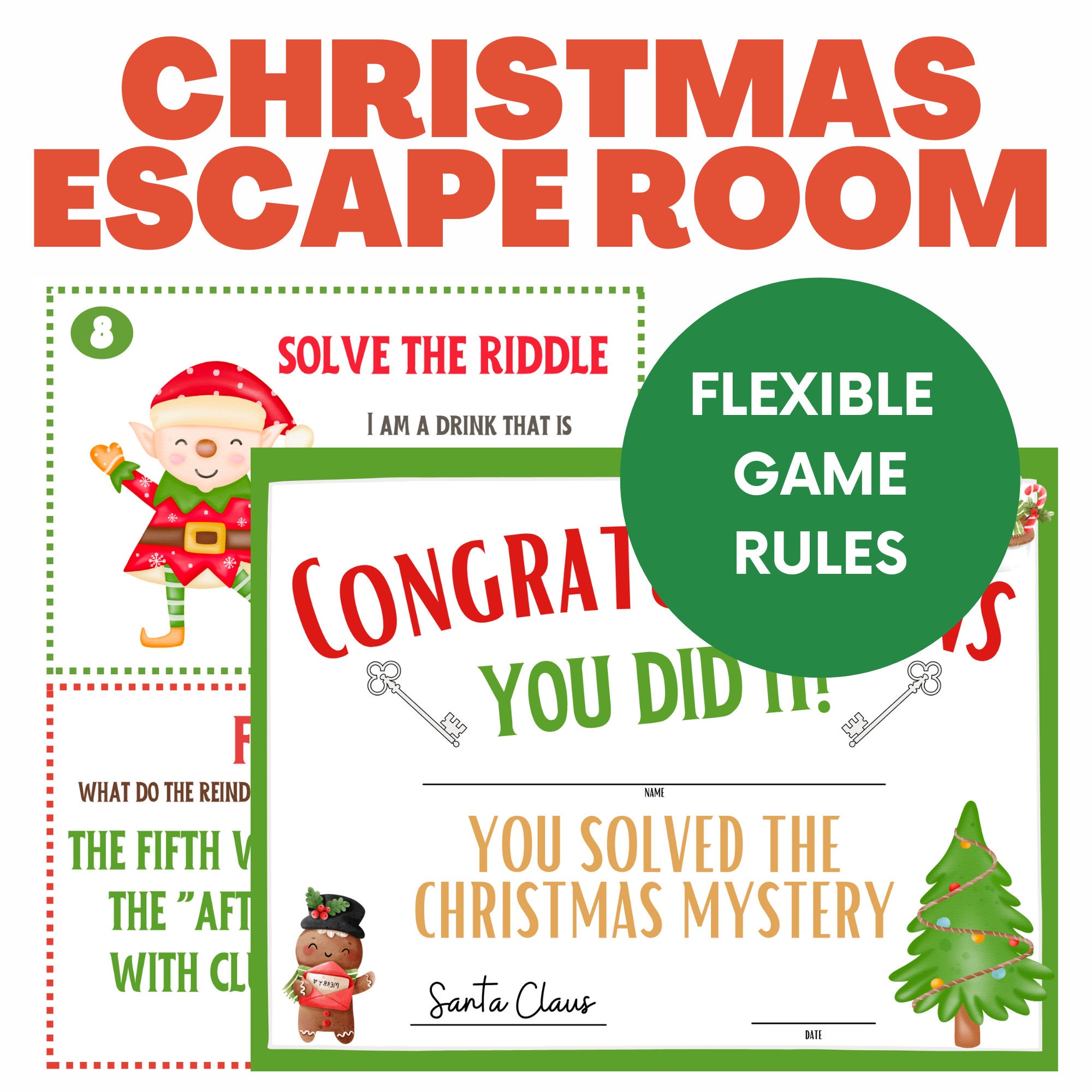 Christmas Escape Room Game | Family Game Night | Printable Party Game ...