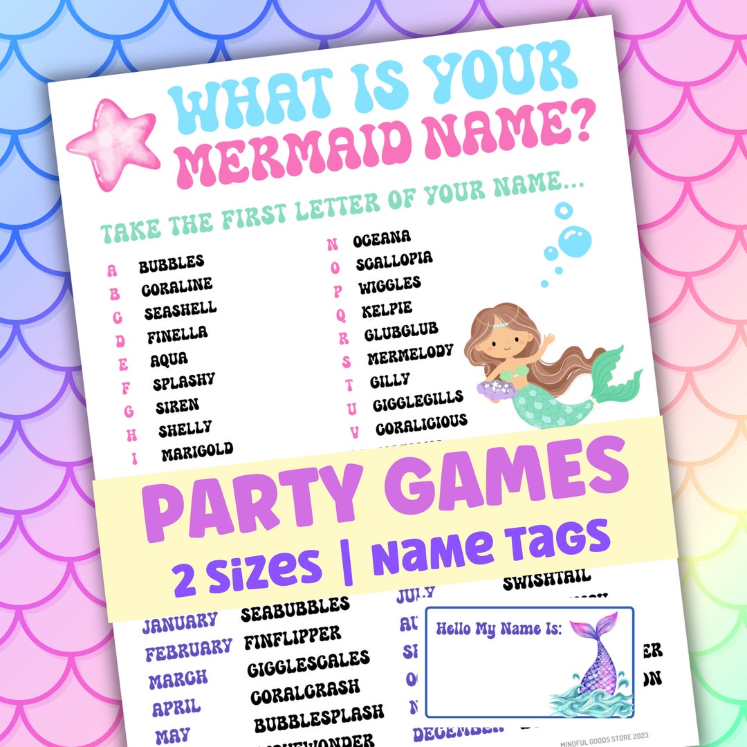 Mermaid Name Game: Kids & Adults Party Activity (digital Download) - Etsy