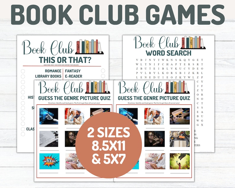 Book Club Game Bundle: Reading Logs, Bingo, Word Search (instant ...