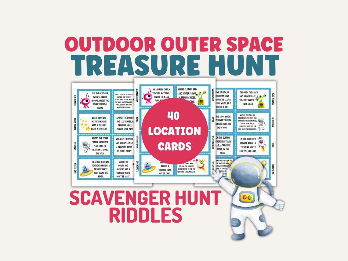 Outer Space Treasure Hunt, Scavenger Hunt Cards, Outdoor, Party Games ...