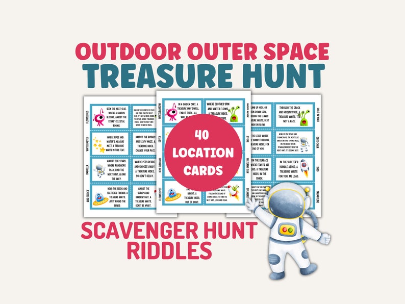 Outer Space Treasure Hunt, Scavenger Hunt Cards, Outdoor, Party Games ...