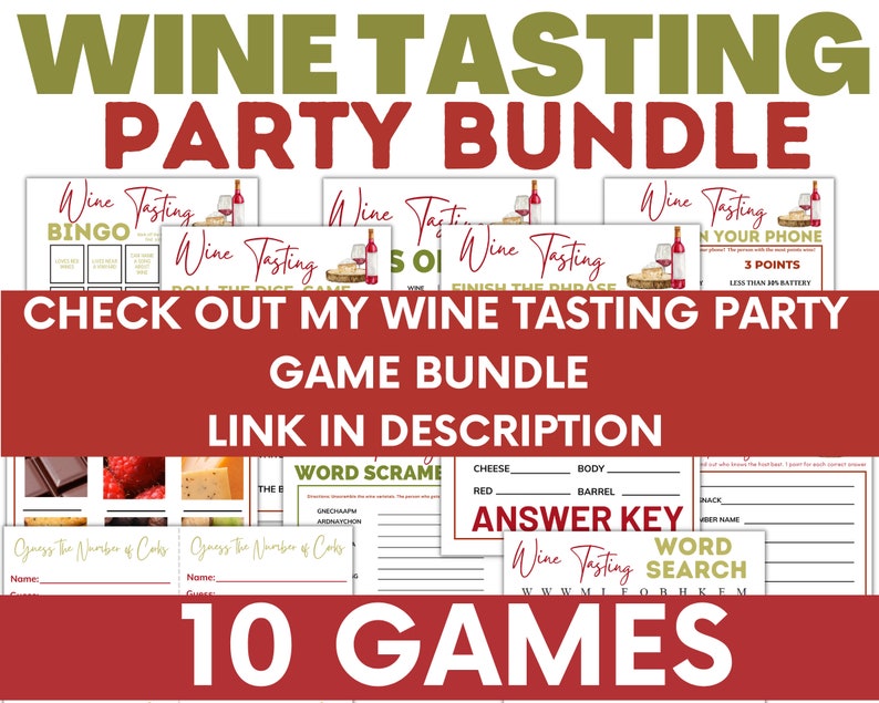 Wine Tasting Game: Guess What Food? Bridal Shower, Bachelorette ...