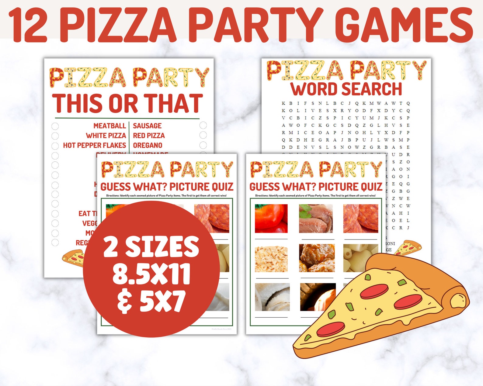 Pizza Party Game Bundle, Printable Party Games, Instant Download, Kids ...