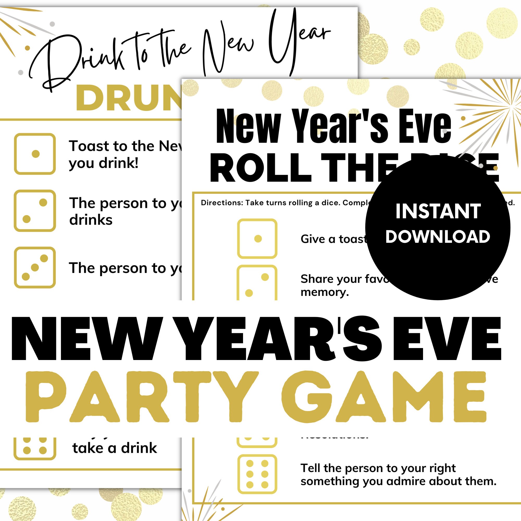 New Year's Eve Party Games Roll the Dice Charades Family Game Night ...