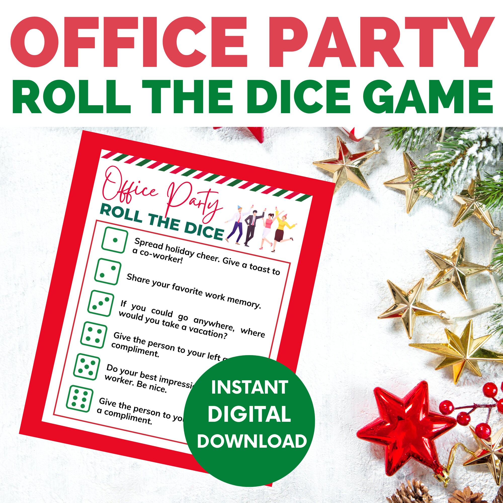Holiday Office Party Game Roll the Dice Game Printable Party Game ...