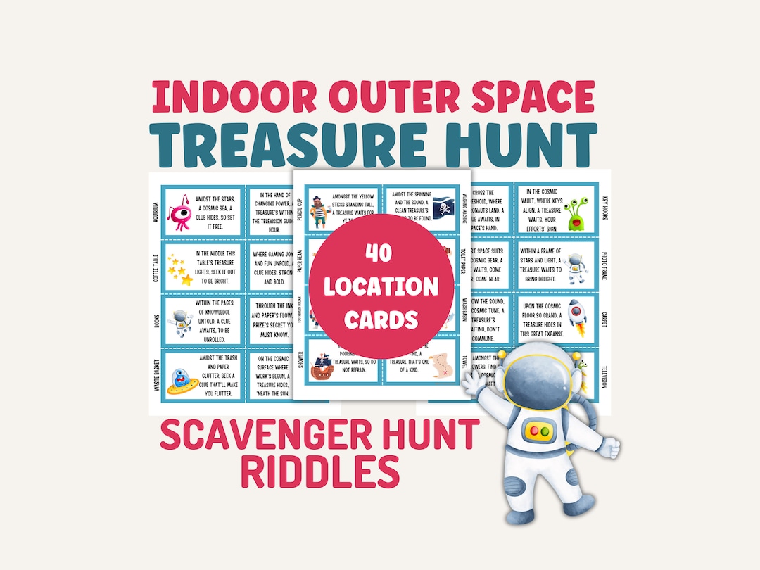 Outer Space Treasure Hunt, Scavenger Hunt Cards, Indoor, Party Games ...