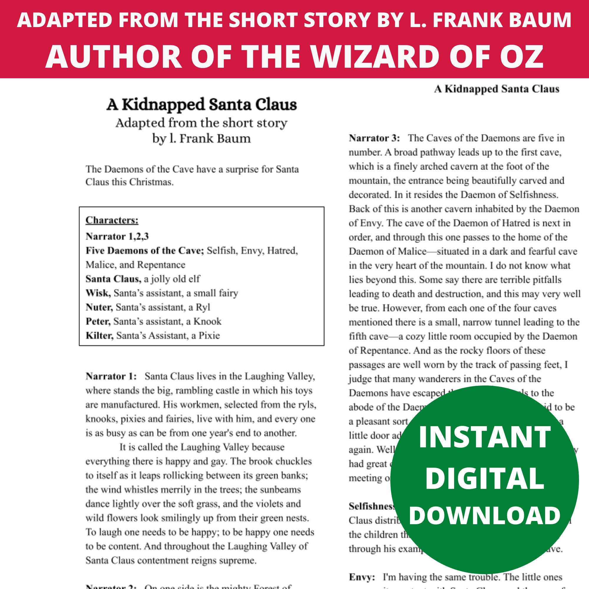 Kidnapped Santa Claus Play Script: Holiday Theater (digital Download ...