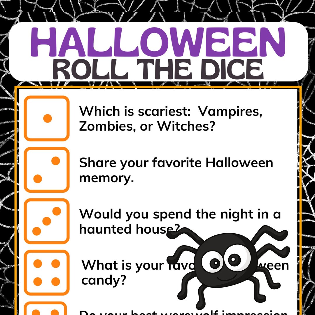 Halloween Roll the Dice Game | Party Game | Family Game Night ...