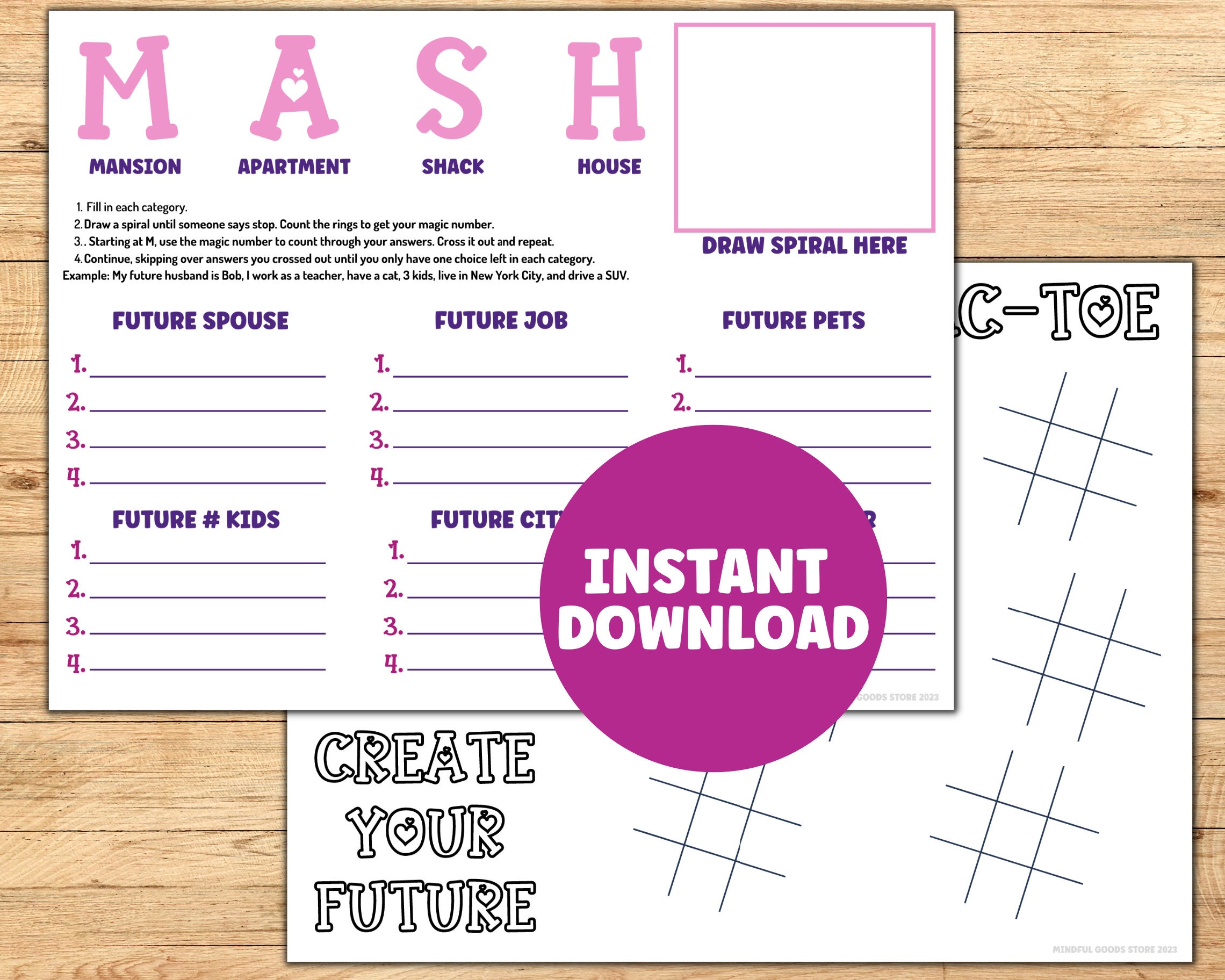 Slumber Party Games, Mash Printable Party Game, Birthday, Sleepover ...