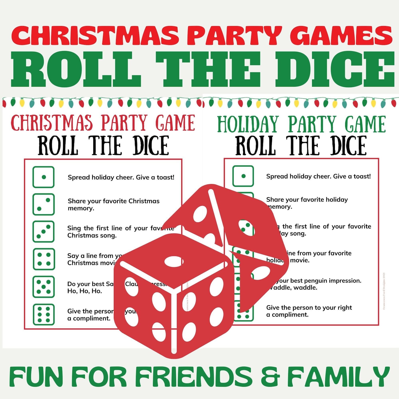 Christmas or Holiday Roll the Dice Game Game Night - Etsy