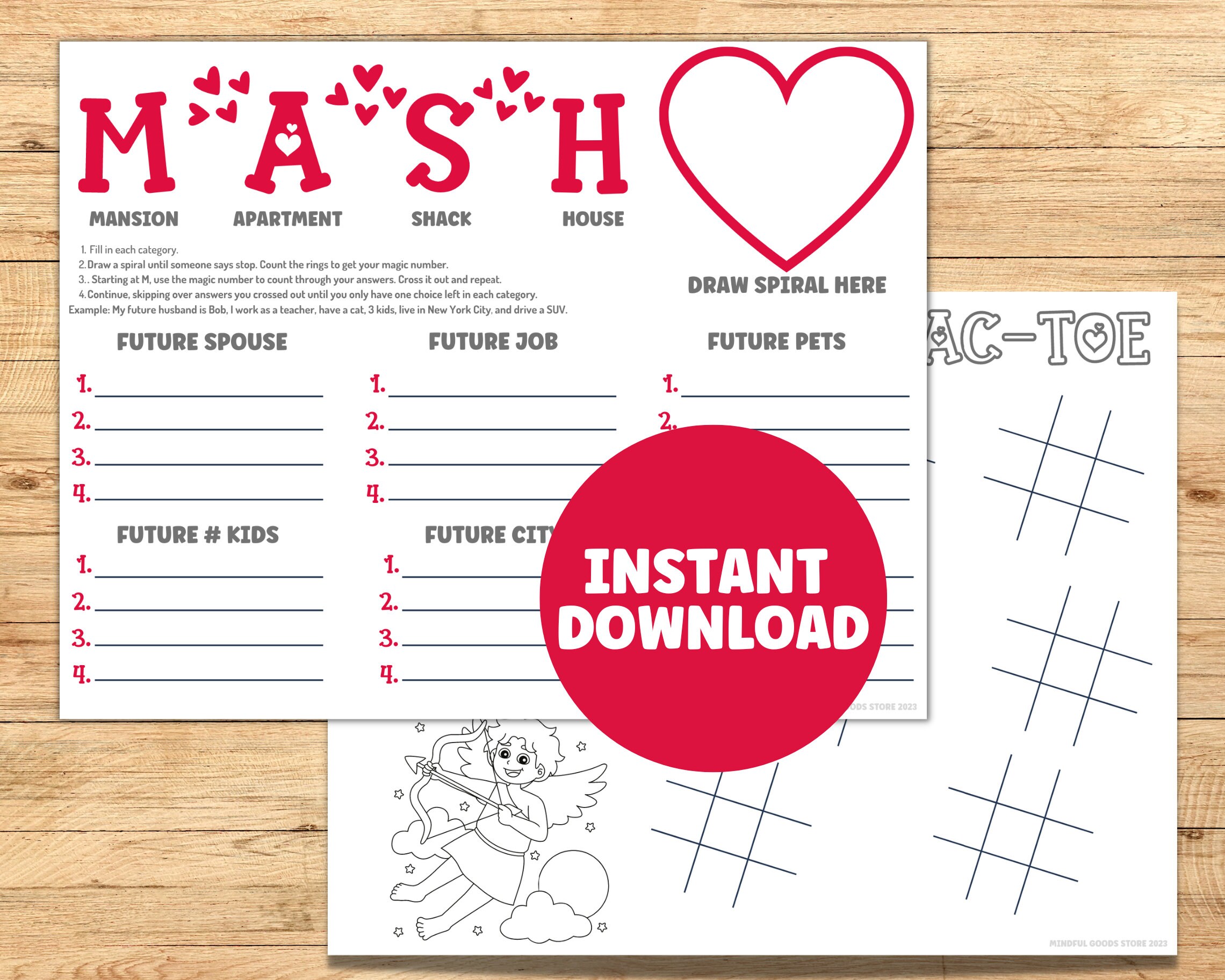 Valentine's MASH Game Printable: Party Activity (PDF) - Etsy
