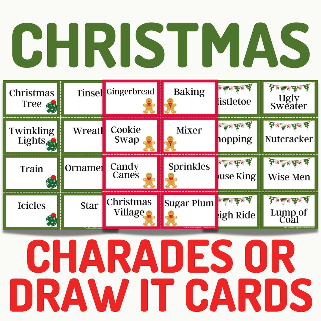 Christmas Charades or Draw It Cards | Instant Digital Download ...