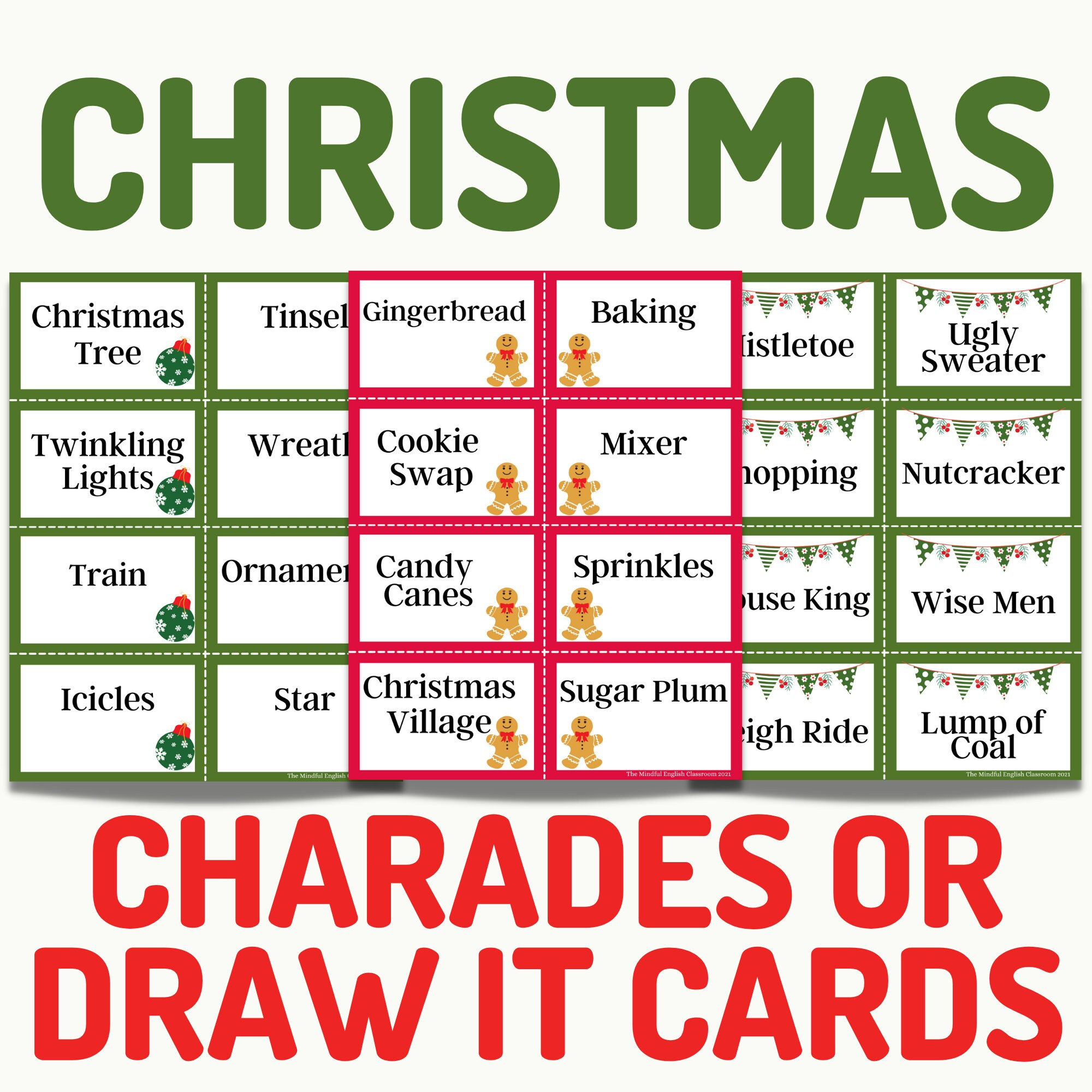 Christmas Charades or Draw It Cards | Instant Digital Download ...