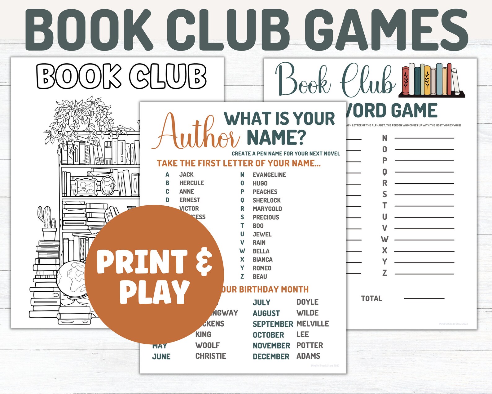 Book Club Game Bundle: Reading Logs, Bingo, Word Search (instant ...