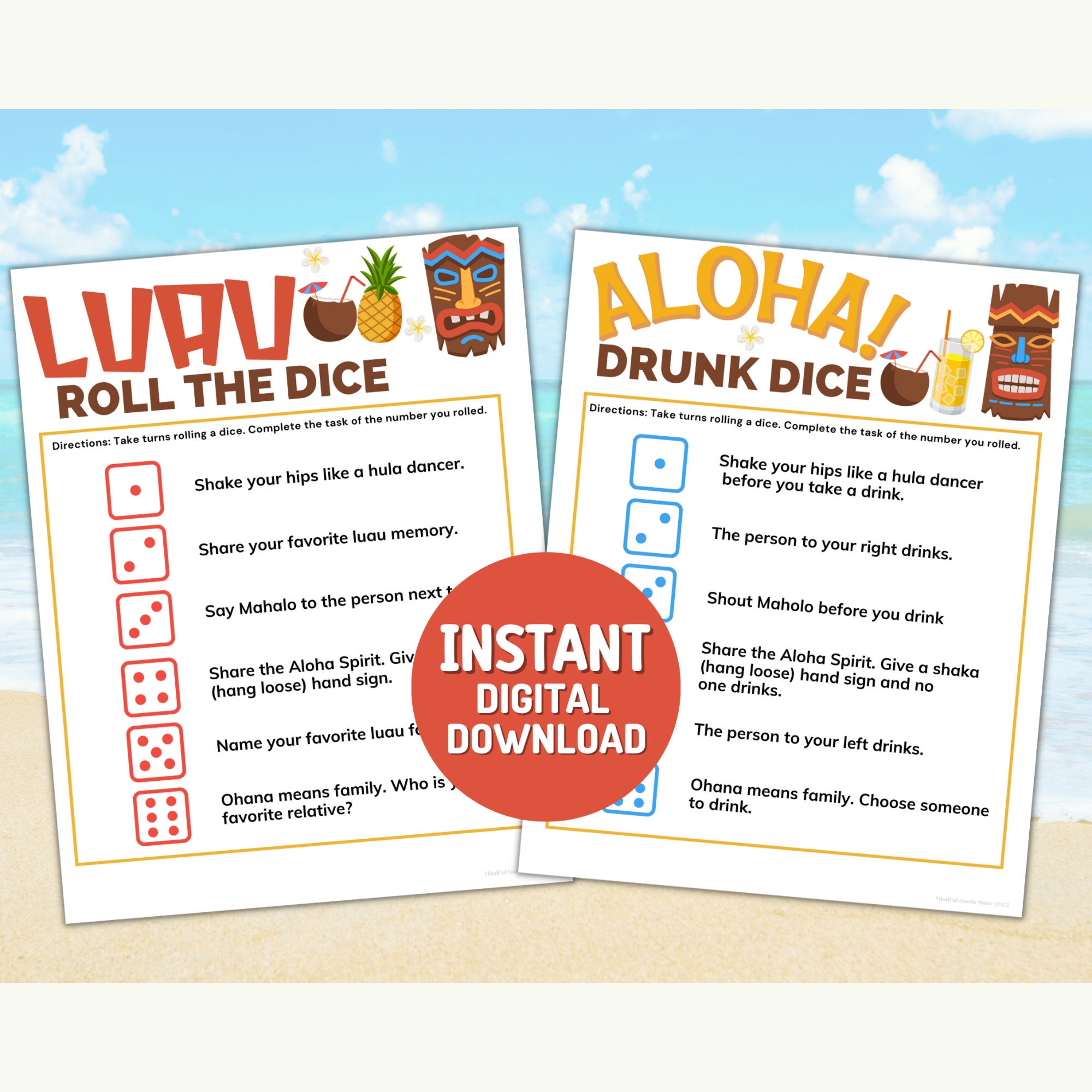 Luau Party Roll the Dice | Birthday Games | Family Game Night | Office ...