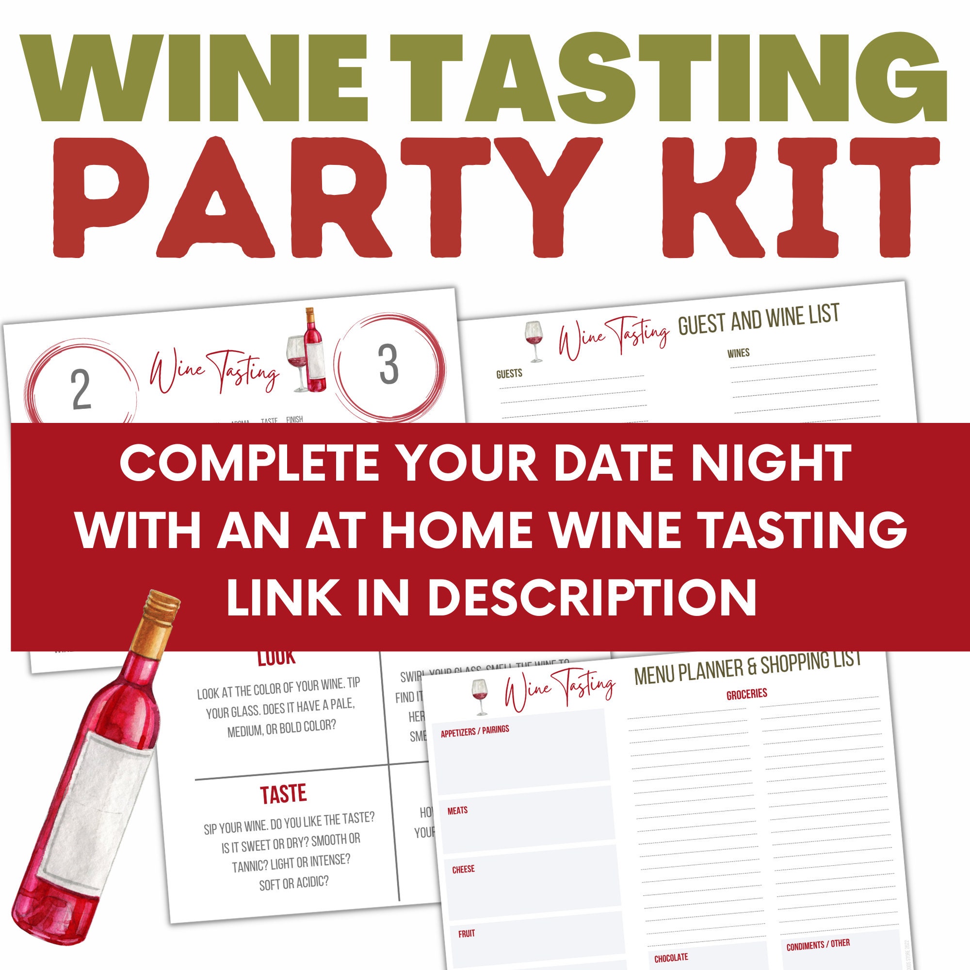 Wine Tasting Party, Printable Games, Wine Bingo Draw a Label, Instant ...