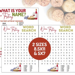 Wine Tasting Party Games: Word Search & Name Generator (instant ...