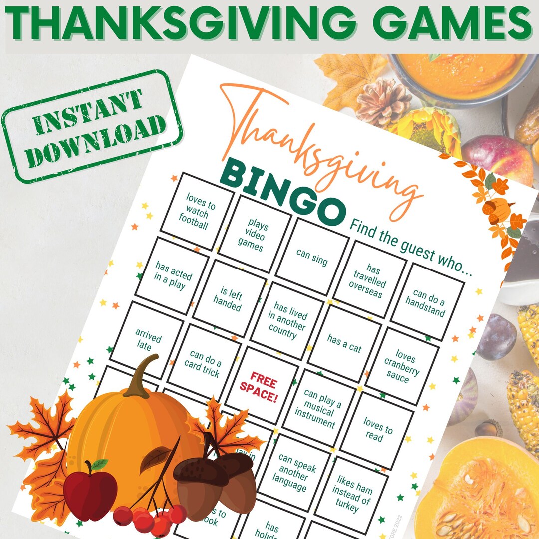 Thanksgiving Bingo Game: Find the Guest Icebreaker (digital Download ...