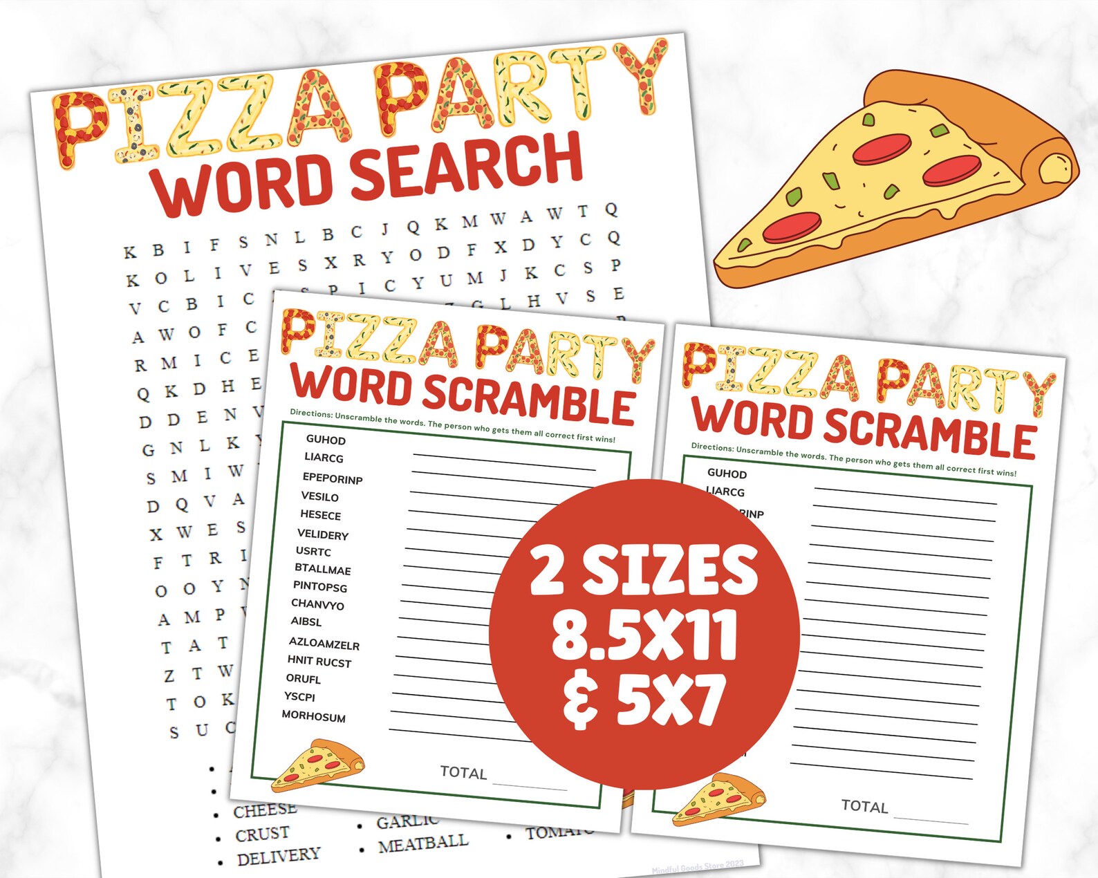 Pizza Party Games: Word Search & Scramble (instant Download) - Etsy