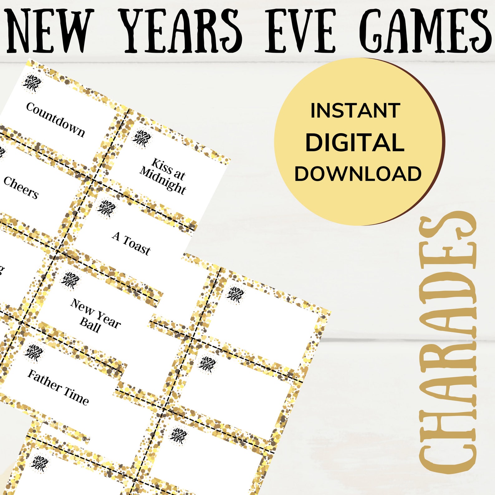 New Year's Eve Charades or Draw It Cards | Instant Digital Download ...