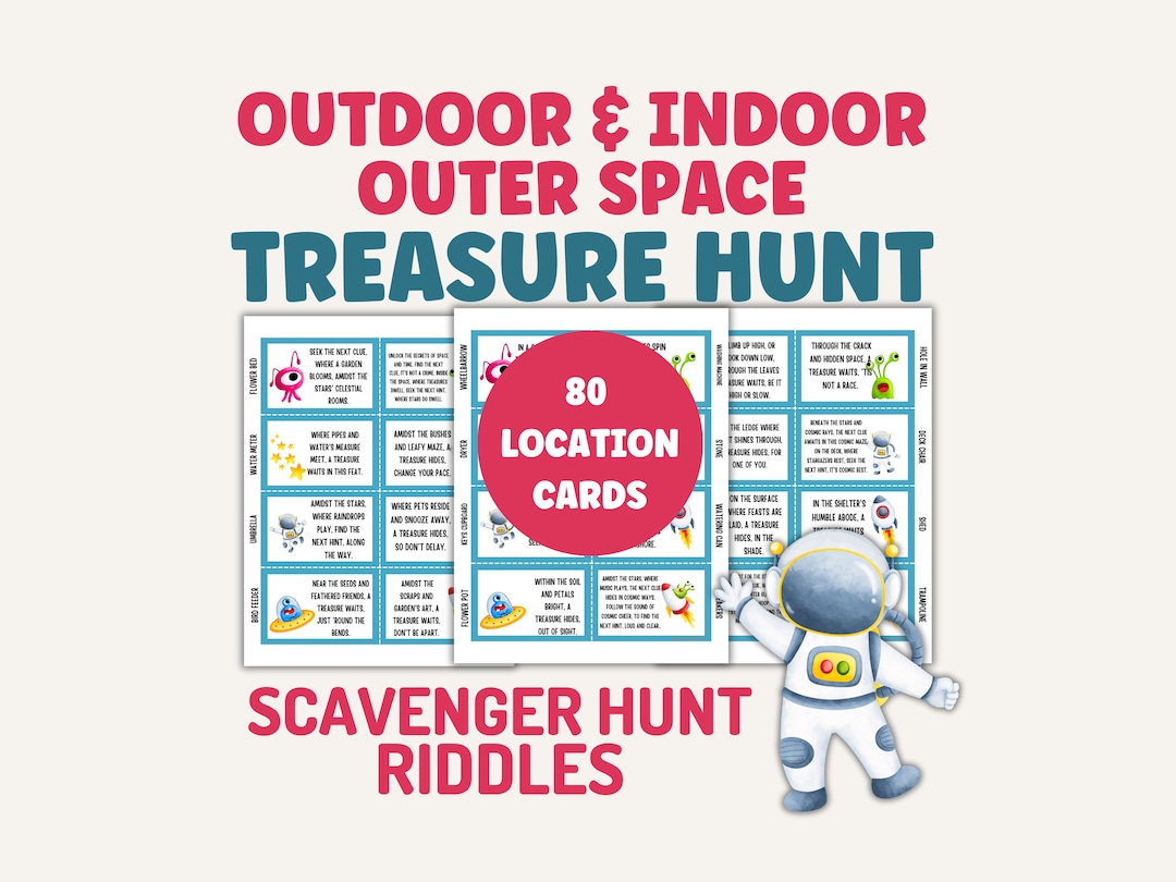 Outer Space Treasure Hunt, Scavenger Hunt Cards, Indoor and Outdoor ...