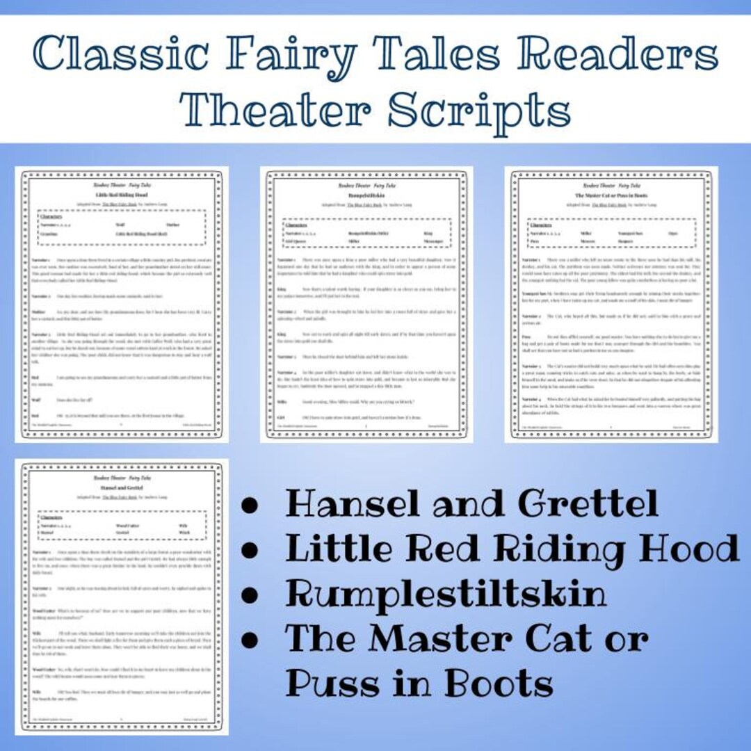 Blue Fairy Tales, Readers Theater Script, Educational Resource ...