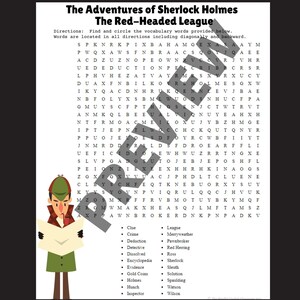 Sherlock Holmes | the Red-headed League | Word Search Puzzle | Digital ...