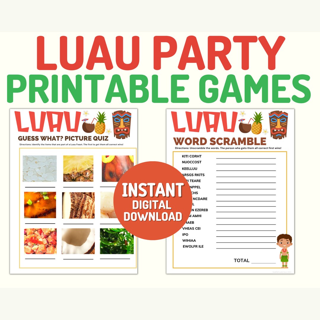 Luau Party Word Scramble | Guess What Game | Birthday Games | Family ...