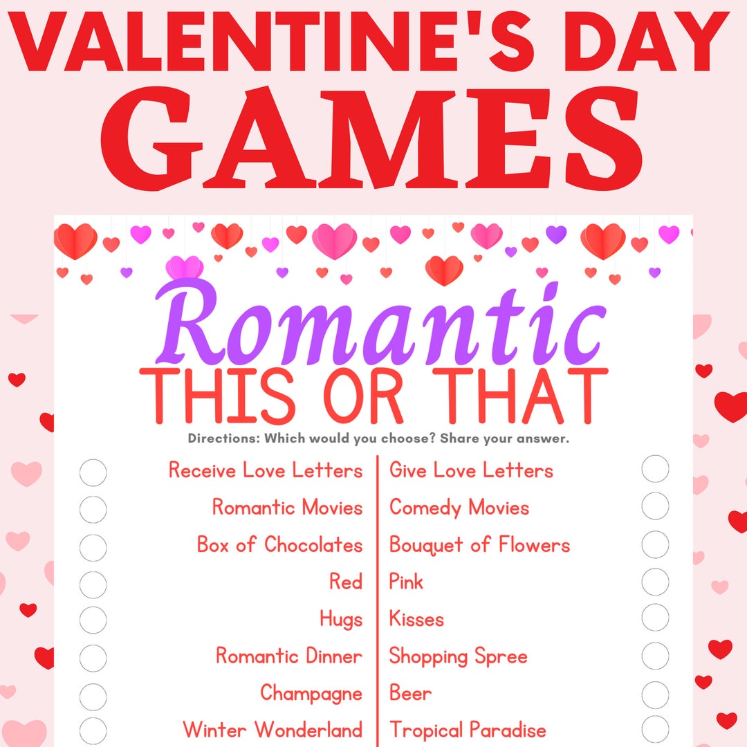 Valentine's Day Games | This or That? Game | Instant Digital Download ...