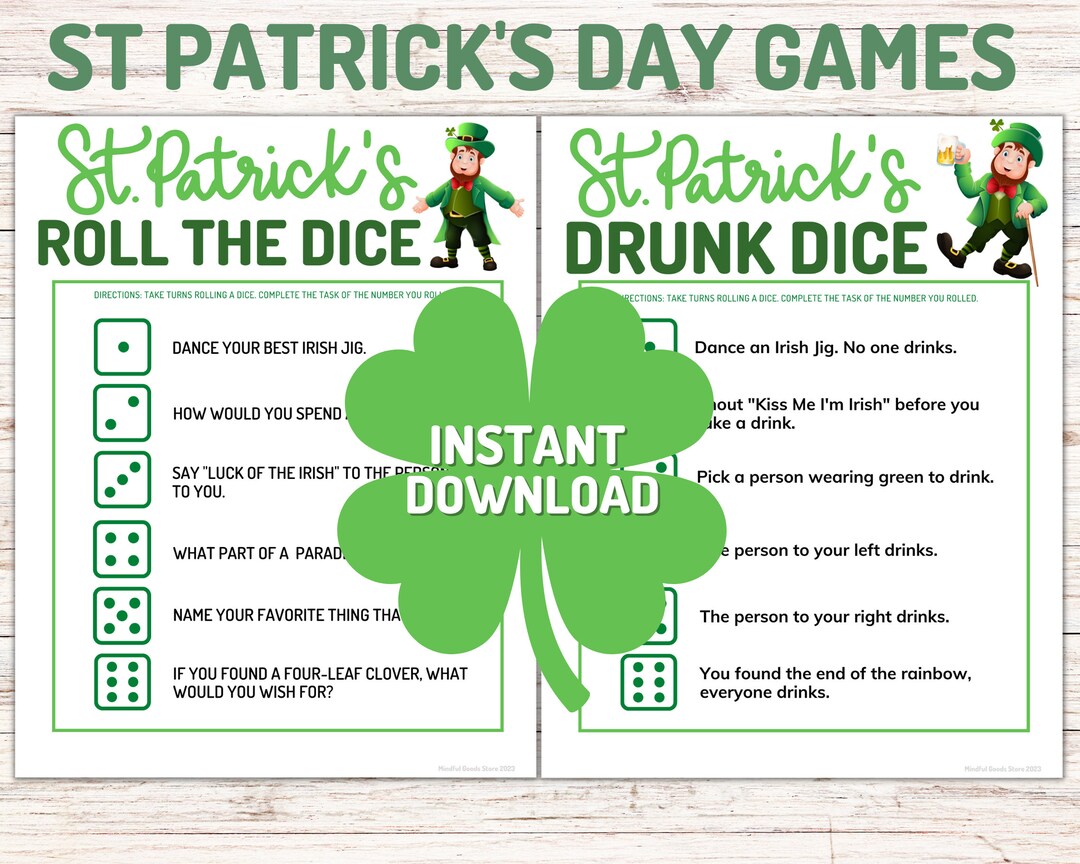 St Patrick's Day Roll the Dice Game | Family Game Night | Printable ...