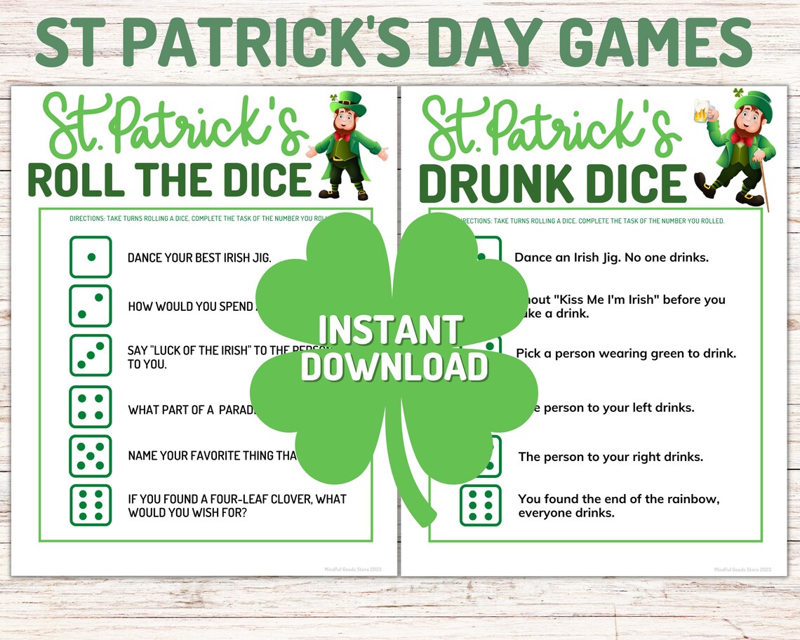 St Patrick's Day Roll the Dice Game | Family Game Night | Printable ...