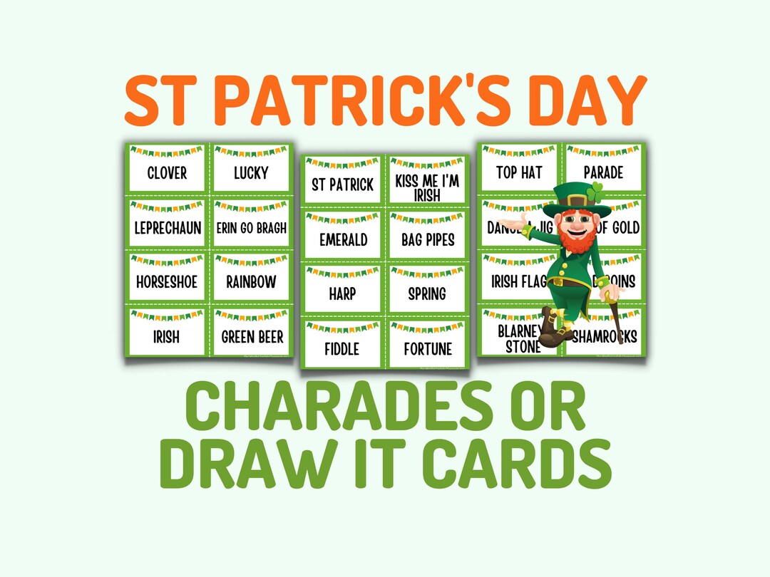 St Patrick's Day Charades or Draw It Cards | Instant Digital Download ...