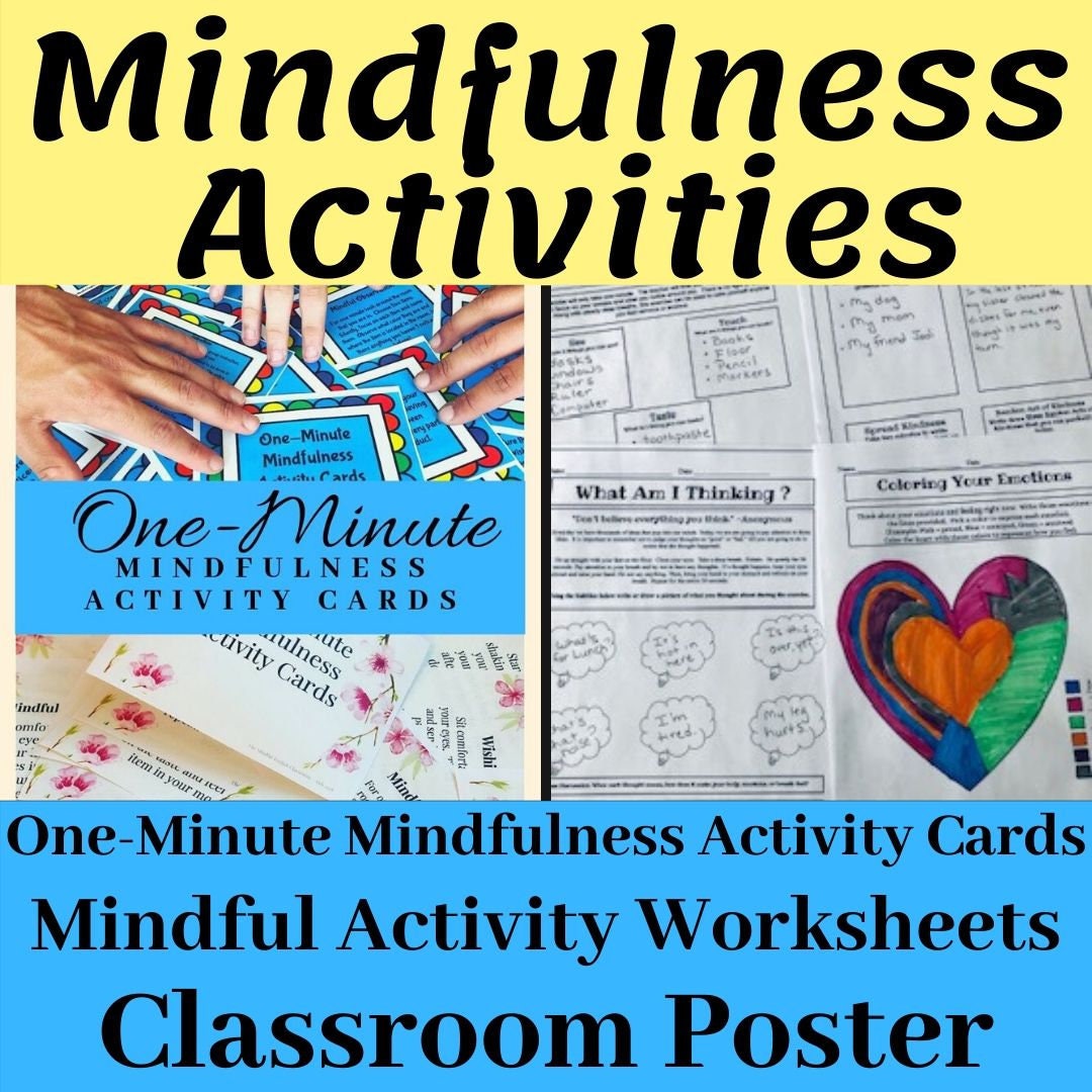One-minute Mindfulness Cards and Activity Worksheets Printable - Etsy