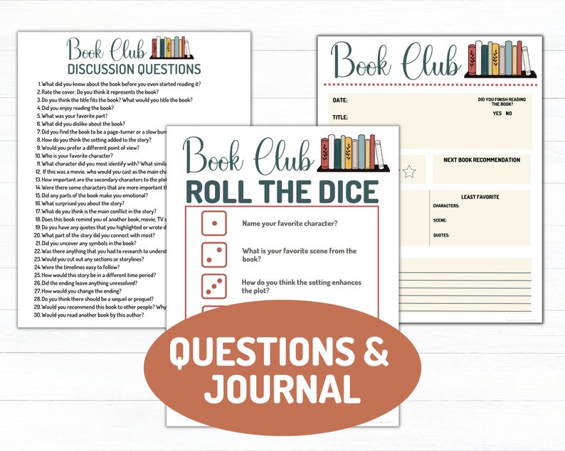 Book Club Planner Bundle: Reading Journal, Discussion Questions ...
