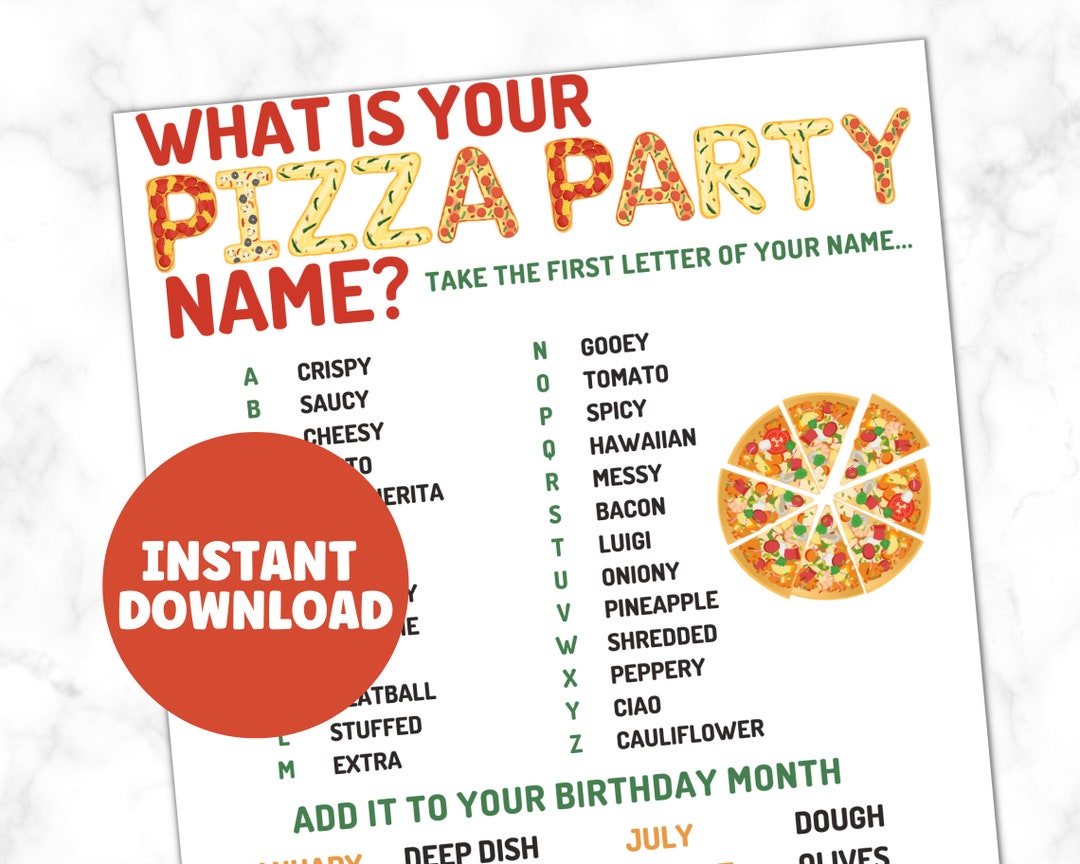 Pizza Party Game Bundle, Pizza Name Game, Printable Party Games ...