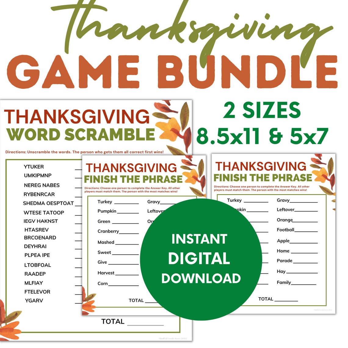 Thanksgiving and Friendsgiving Game Bundle Family Game Night - Etsy