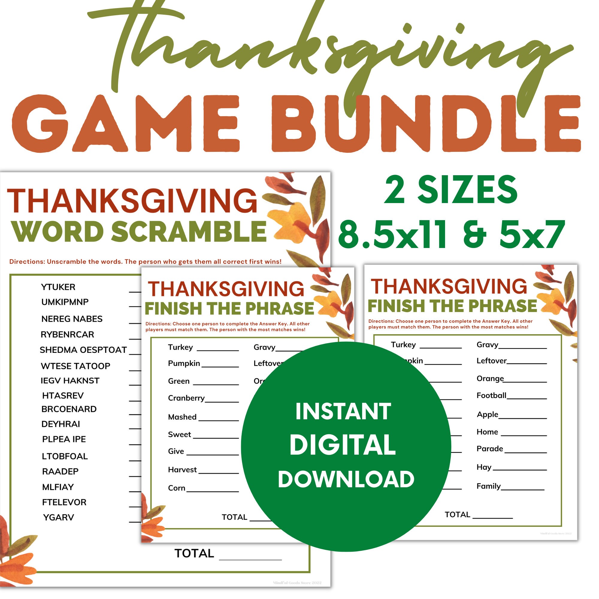 Thanksgiving and Friendsgiving Game Bundle Family Game Night - Etsy