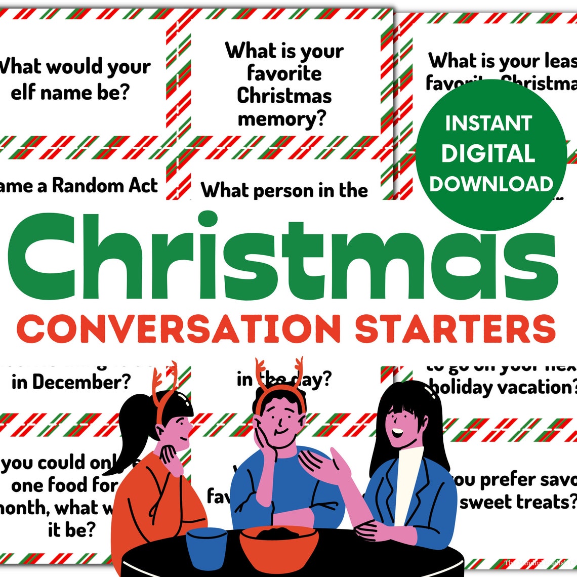 Christmas Conversation Starters | Ice Breaker | Christmas Party Games ...