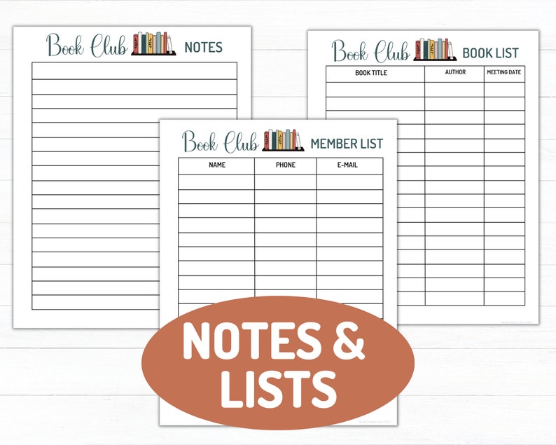 Book Club Planner Bundle, Printable Instant Download, Book Lover Gift ...