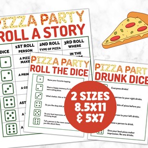 Pizza Party Game Bundle: Roll the Dice, Story, Drunk Dice (instant ...