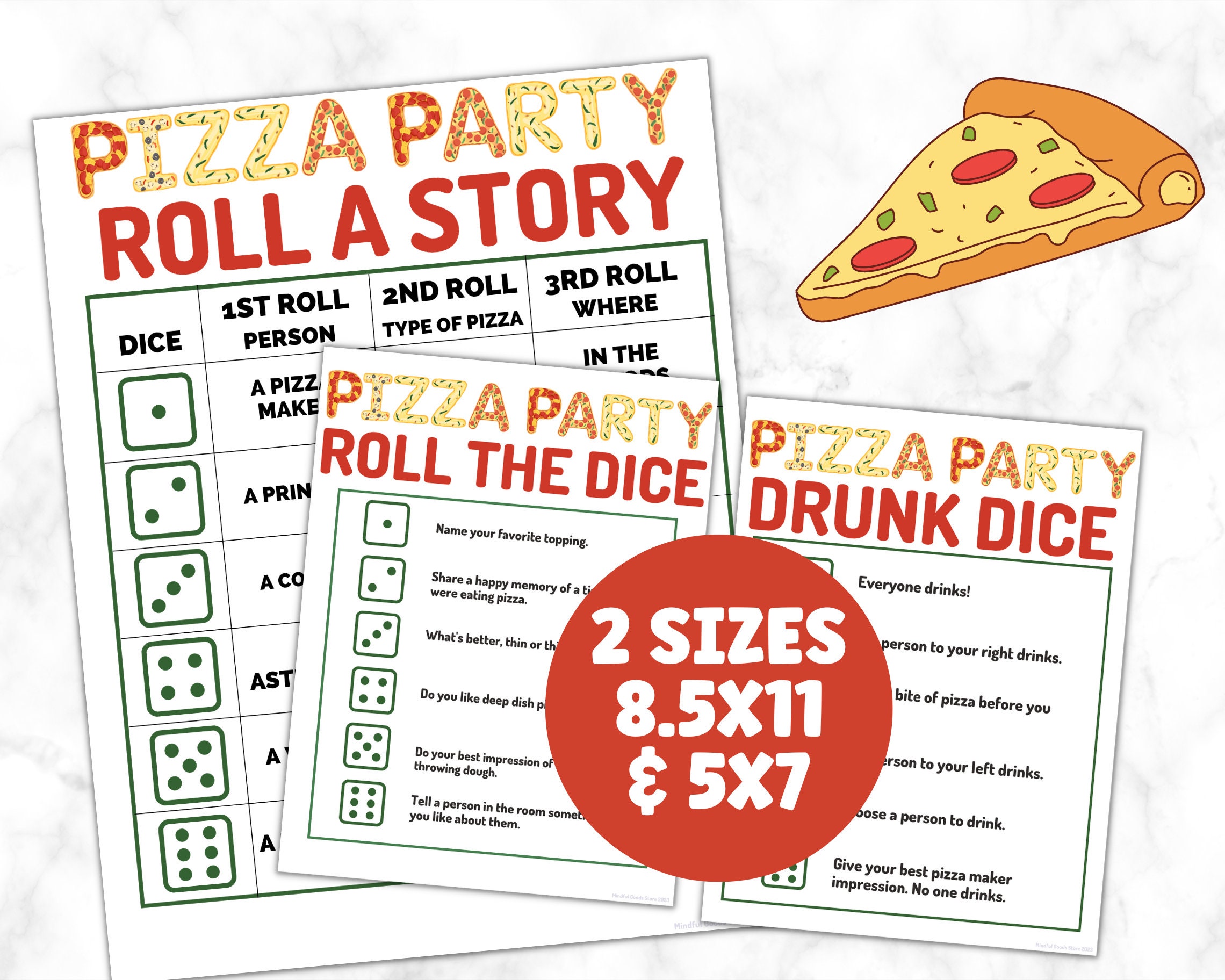 Pizza Party Game Bundle: Roll the Dice, Story, Drunk Dice (instant ...